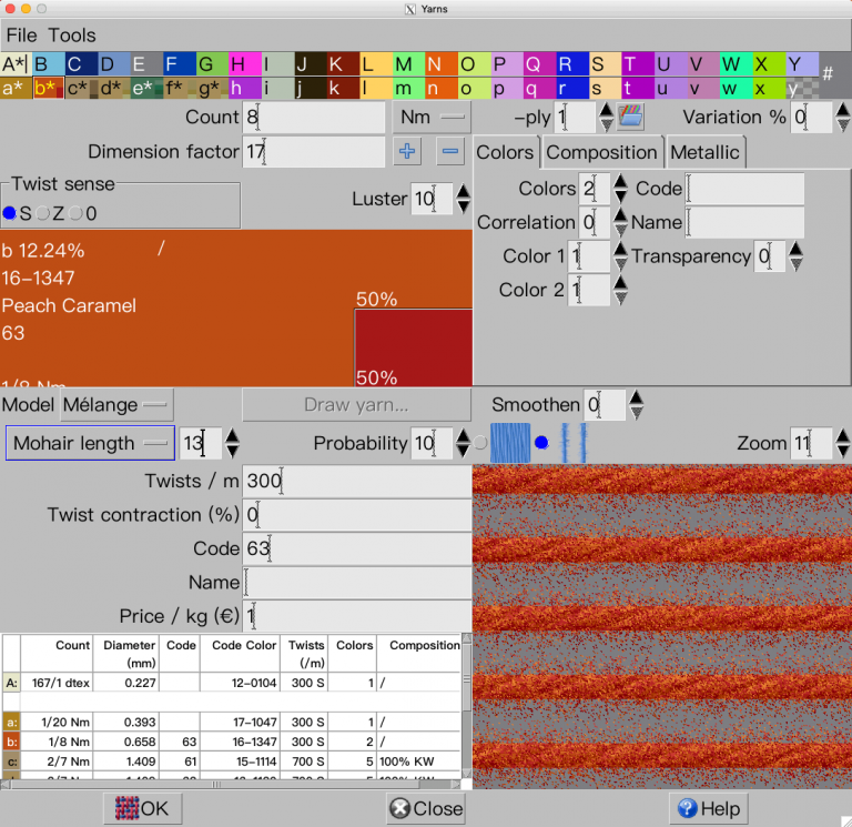 Arahne CAD/CAM for weaving | Chenille, mohair yarn simulation in ArahWeave